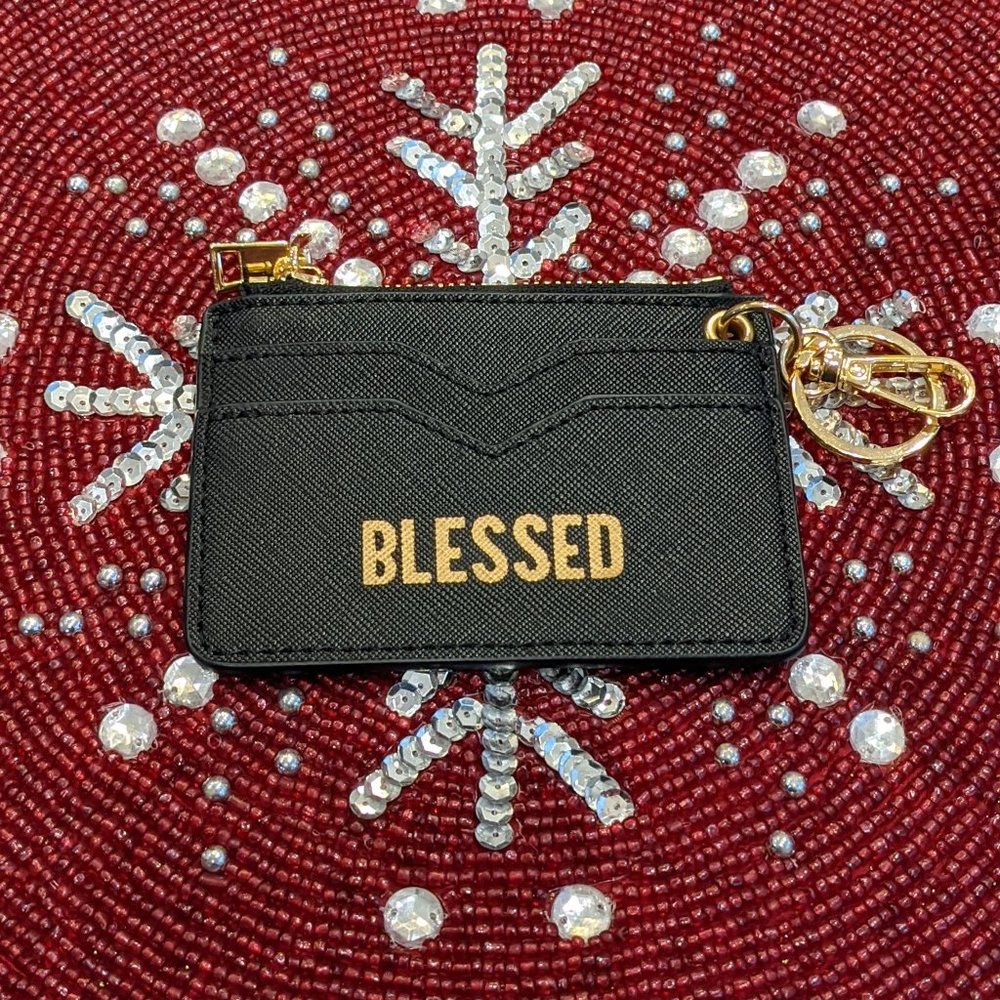 Blessed Compact Black And Gold Wallet Card Holder Wit… - Gem